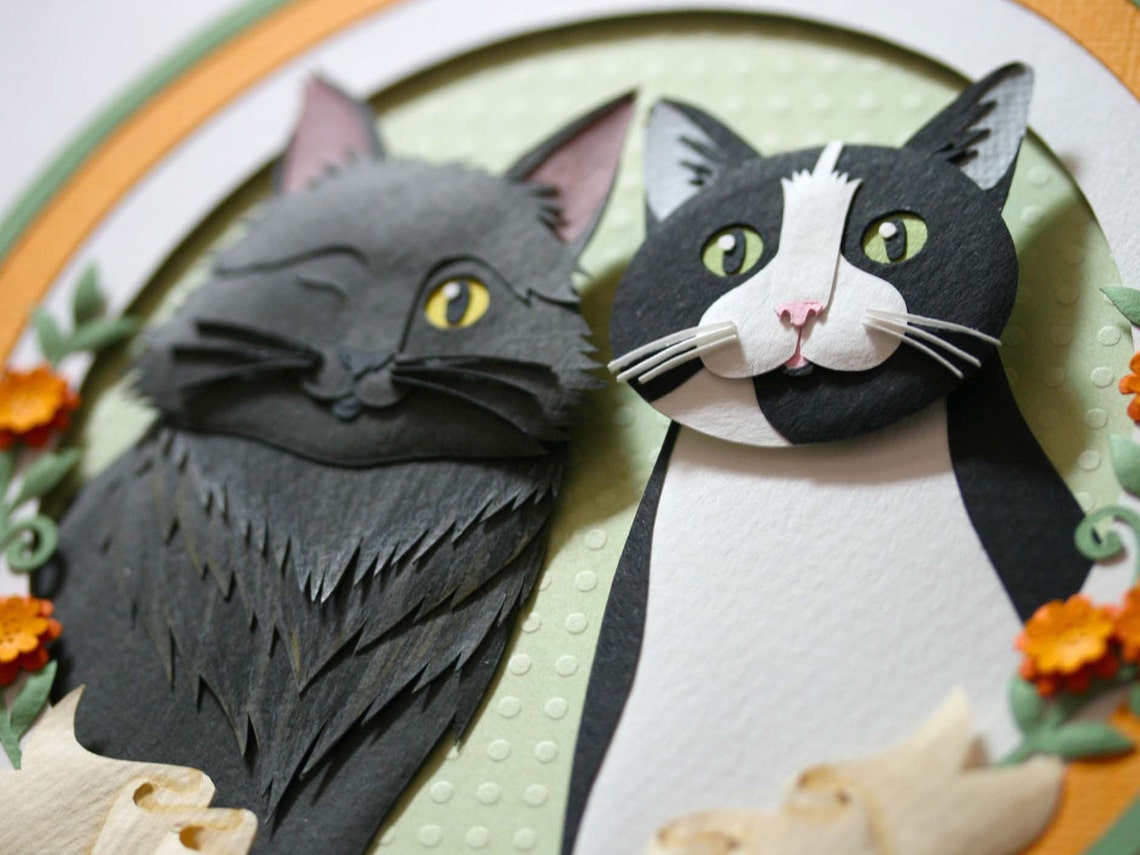 Paper Cut Custom Pet Portrait. Paper Art. Cat Portrait. | Etsy