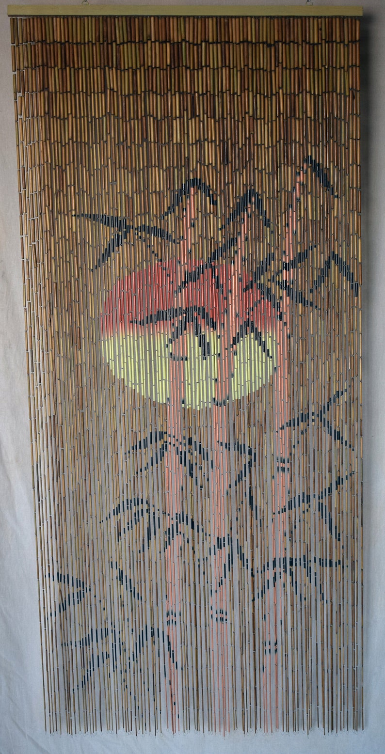 Bamboo Sun Silhouette Bamboo Beaded Curtain - Etsy