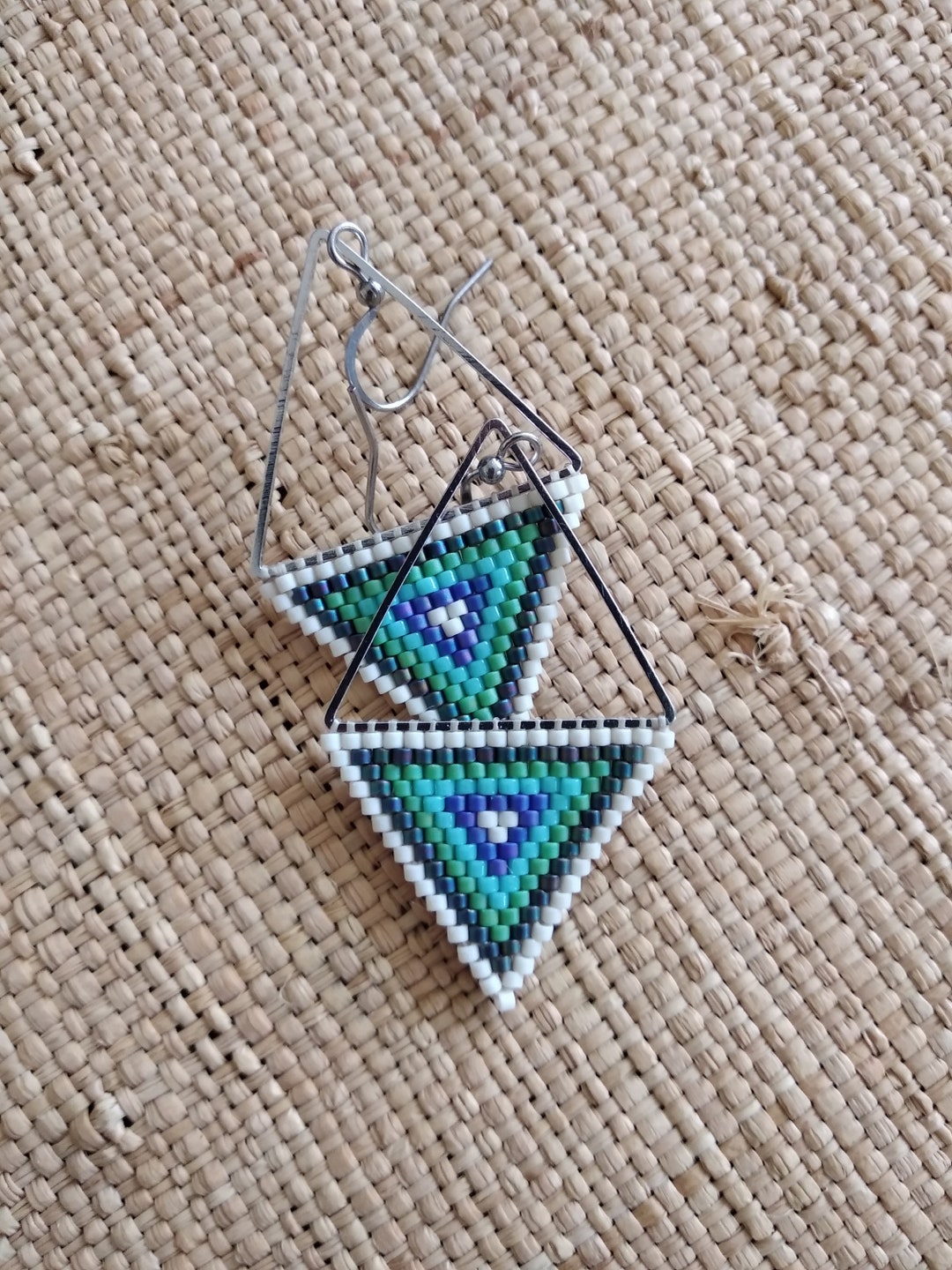 Seed Bead Earrings Triangle Earrings Hand Woven Beaded - Etsy
