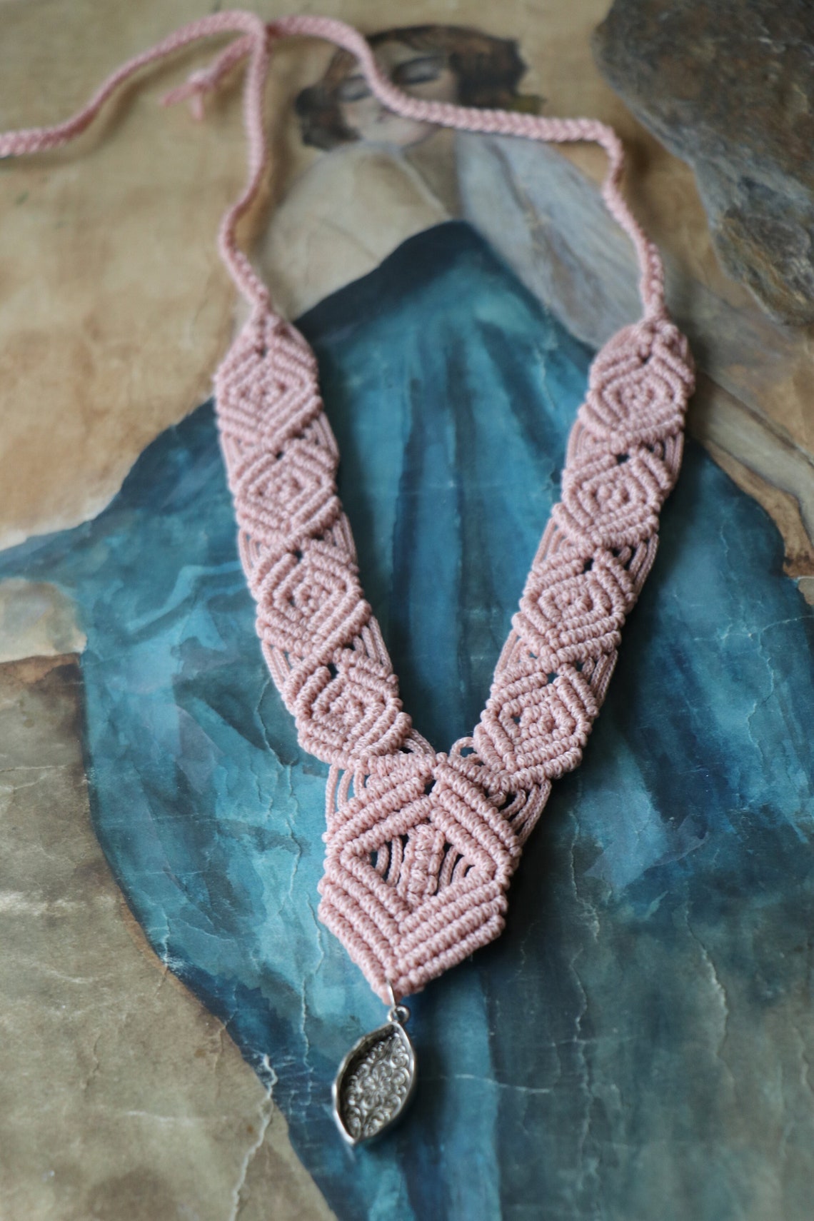 Macrame Choker Necklace Pendant Macrame Necklace Macrame - Etsy