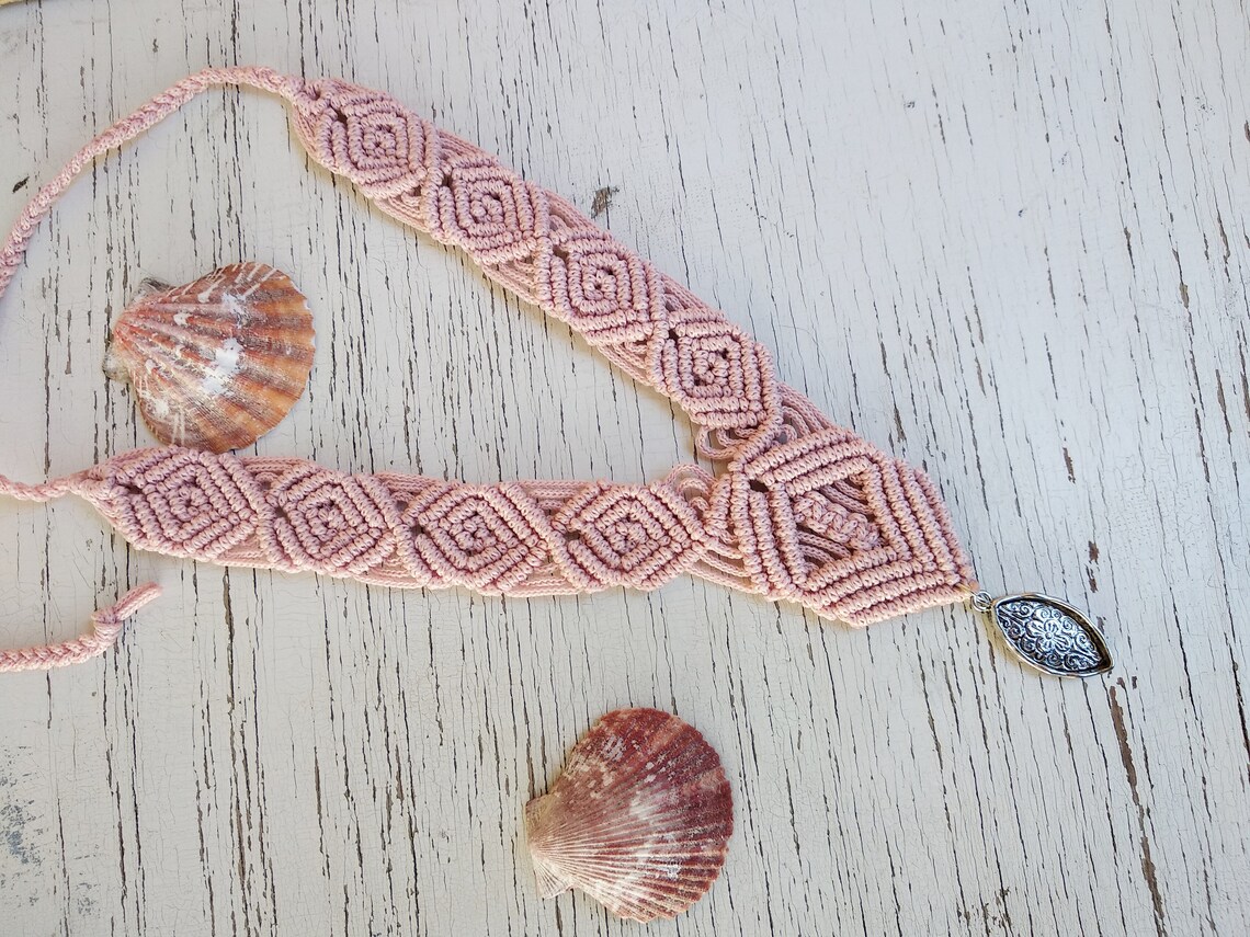 Macrame Choker Necklace, Pendant Macrame Necklace, Macrame Jewelry ...