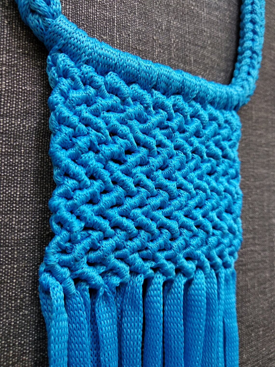 Blue Extra Long Macrame Necklace / Long Fringe Necklace / - Etsy