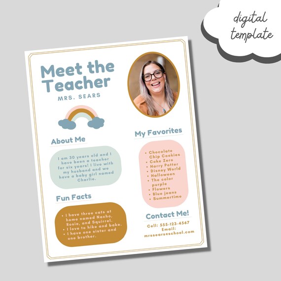Meet the Teacher Downloadable Template All About My Teacher - Etsy
