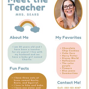 Meet the Teacher Downloadable Template | All About My Teacher Classroom ...
