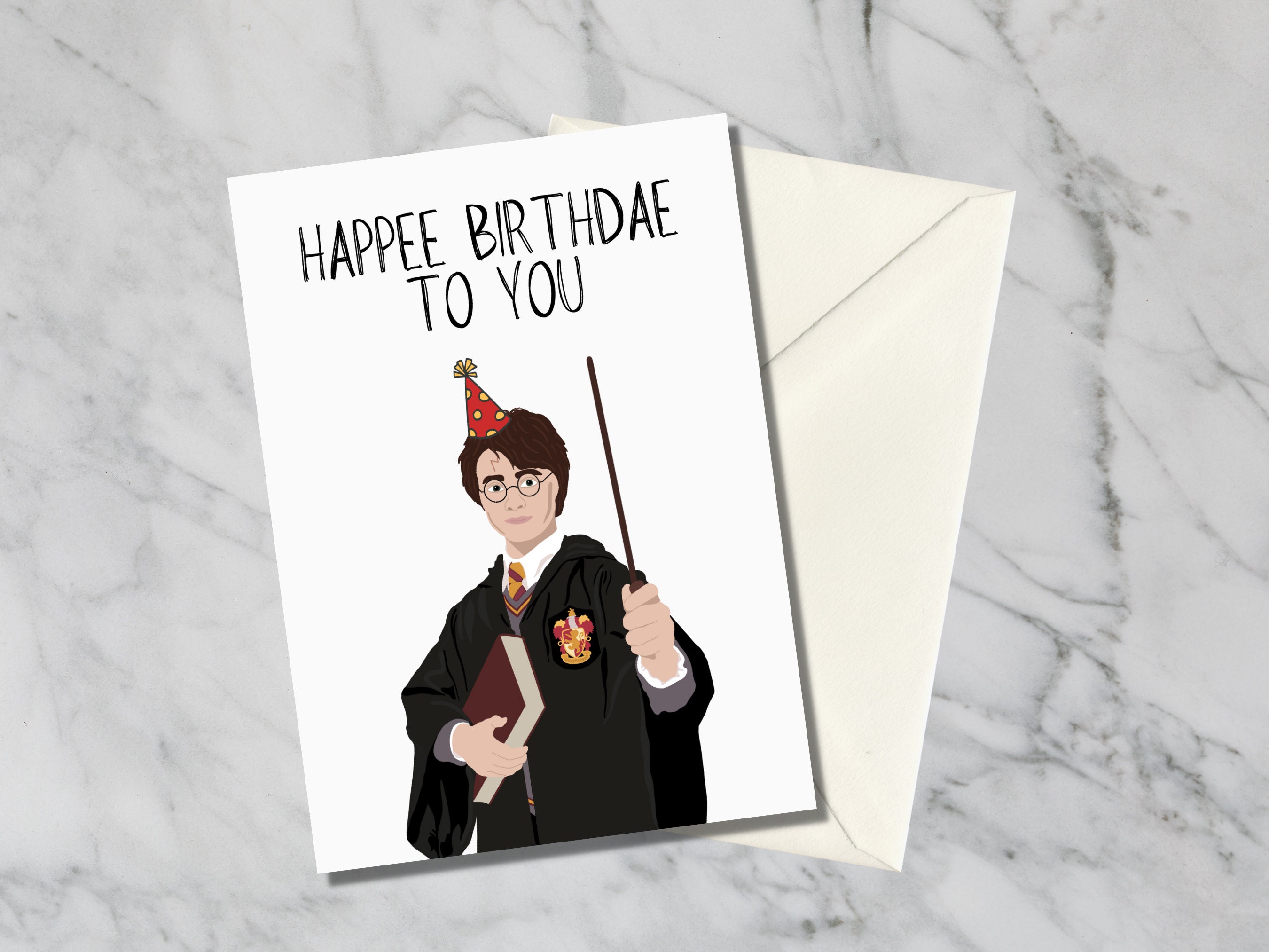Magic Wizard Birthday Card Funny Greeting Card Happee Birthdae to You ...