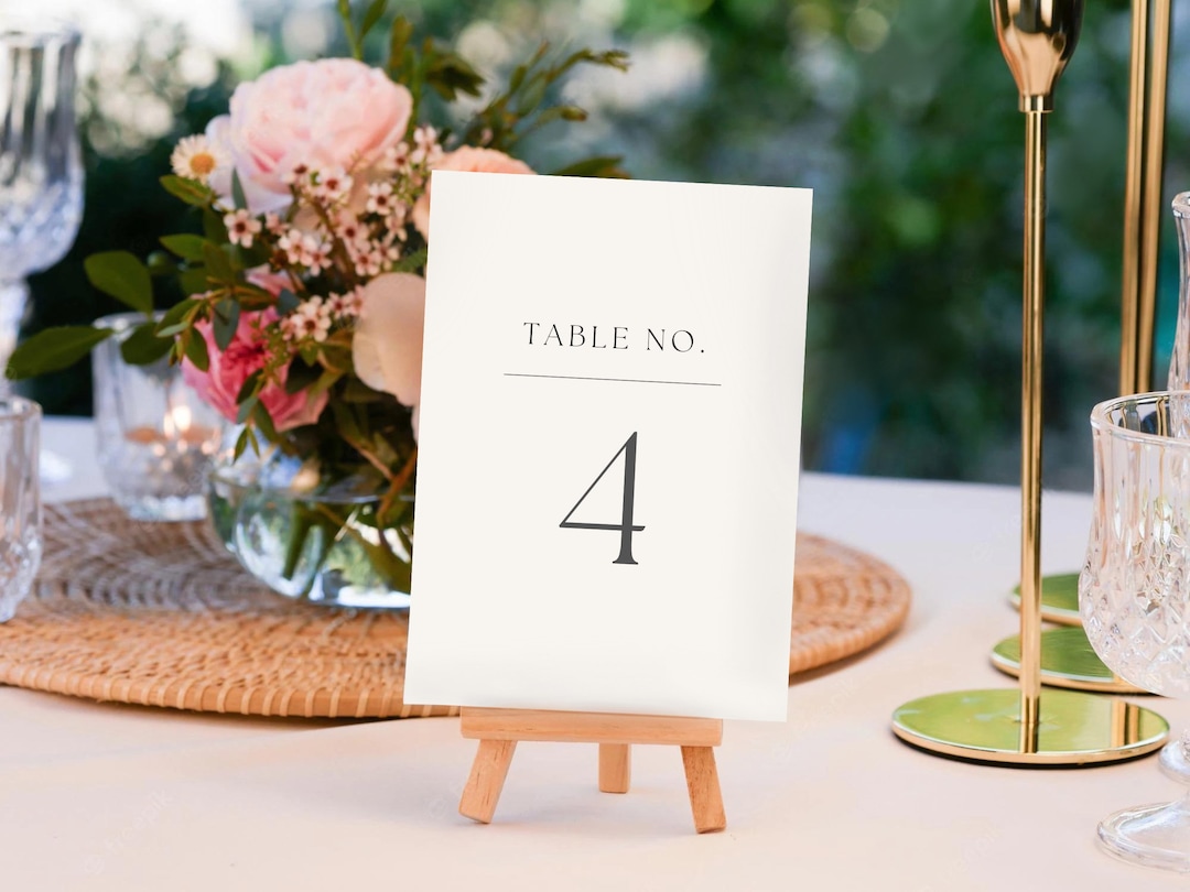 Minimalist Wedding Table Number Cards Template | Wedding Reception ...