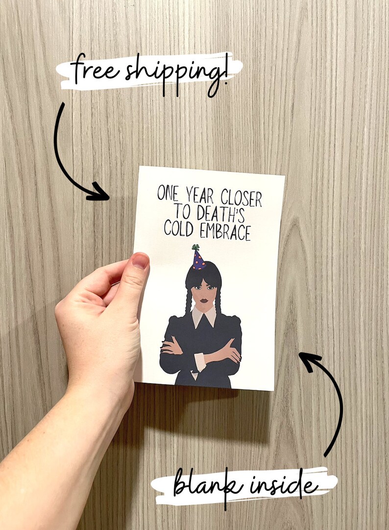 Funny Birthday Greeting Card one Year Closer to Death's Cold Embrace - Etsy
