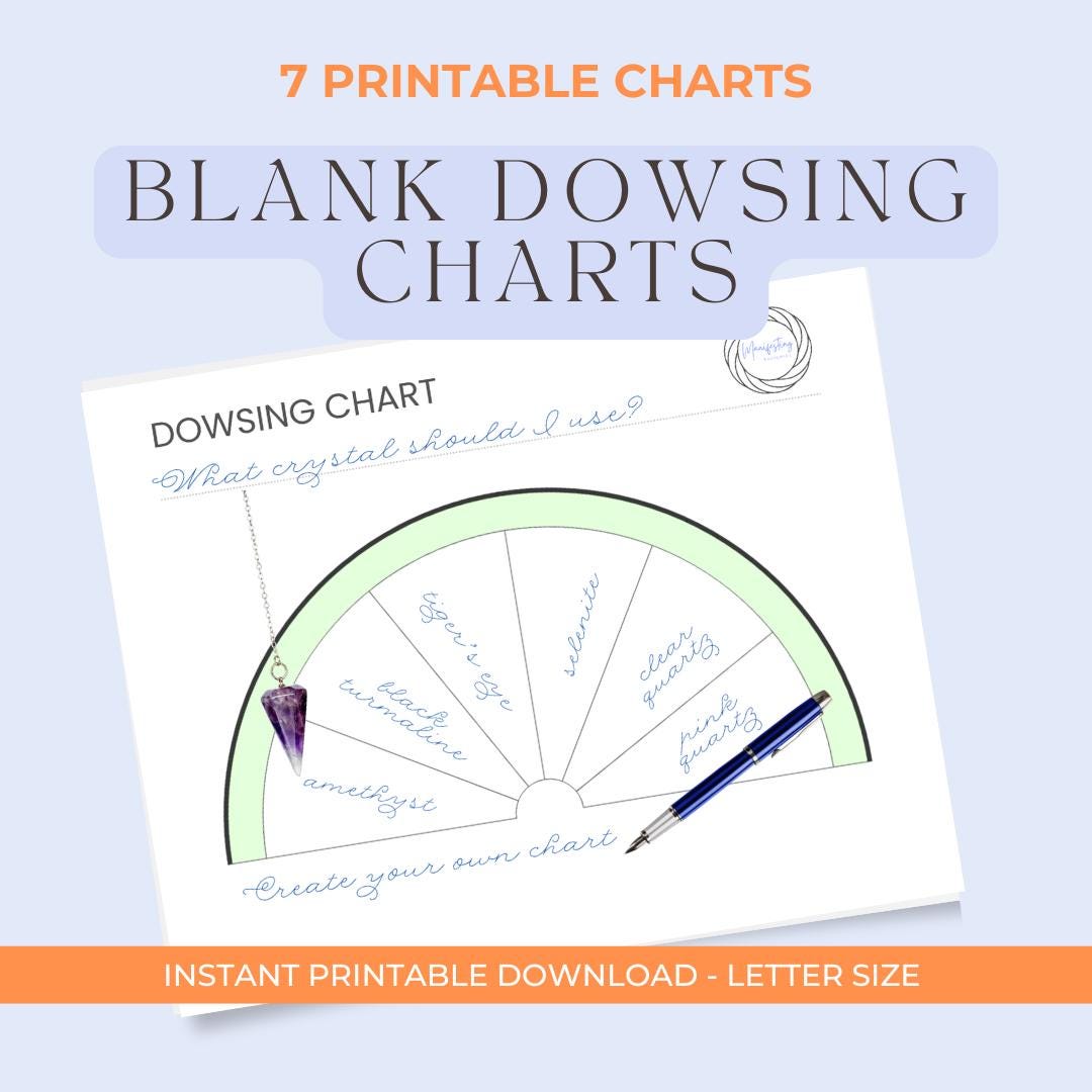 Blank Dowsing Chart Set – 7 Printable Radiesthesia Pendulum Charts for ...