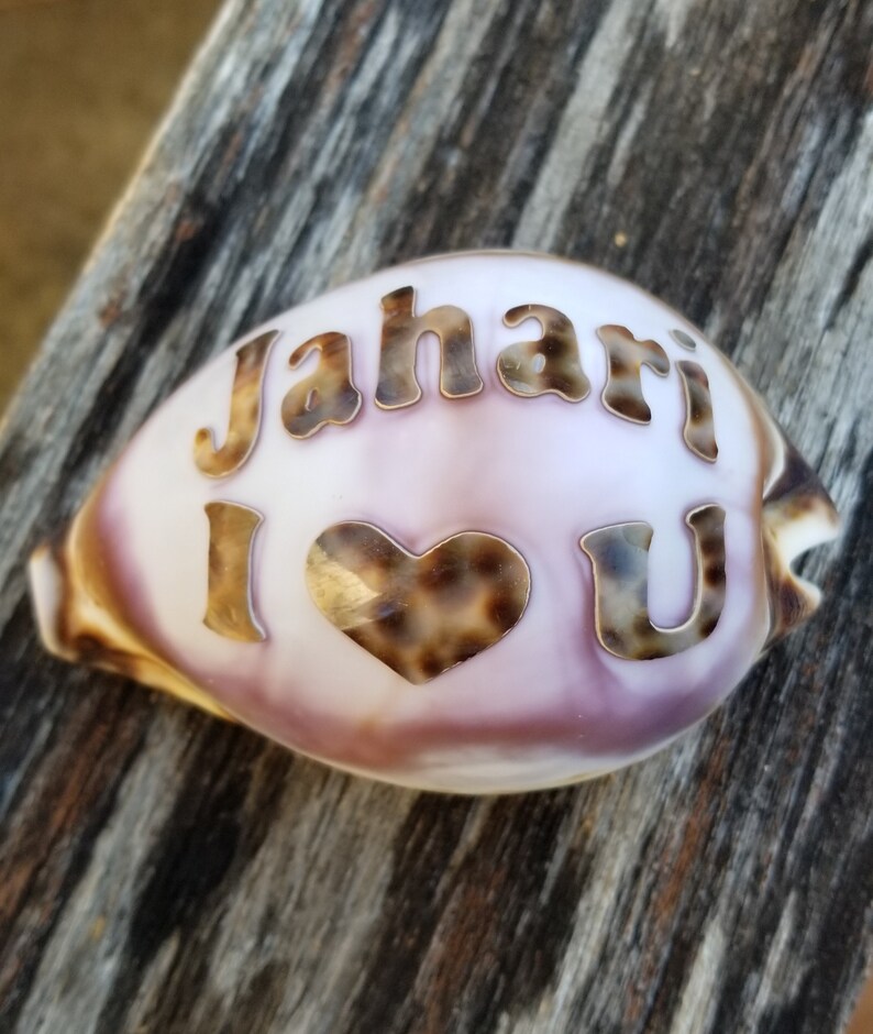 Personalized I Love You Engraved on a Tiger Cowrie Seashell Guaranteed ...