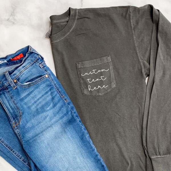 Custom Comfort Colors Pocket Long Sleeve - Etsy