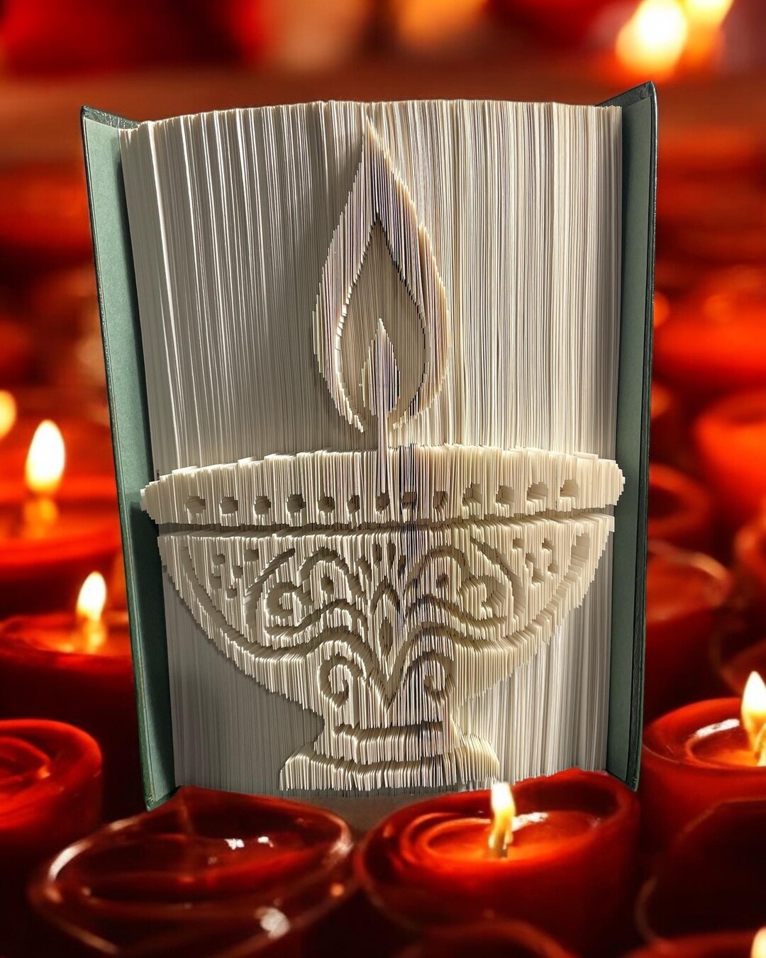 Diwali Diya Oil Lamp Sculpture Book Art - Etsy