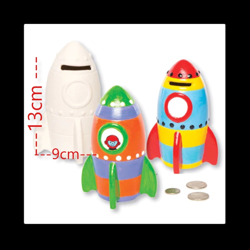 Space Rocket Coin Bank Paint Your Own Ceramic Kit DIY Crafy - Etsy