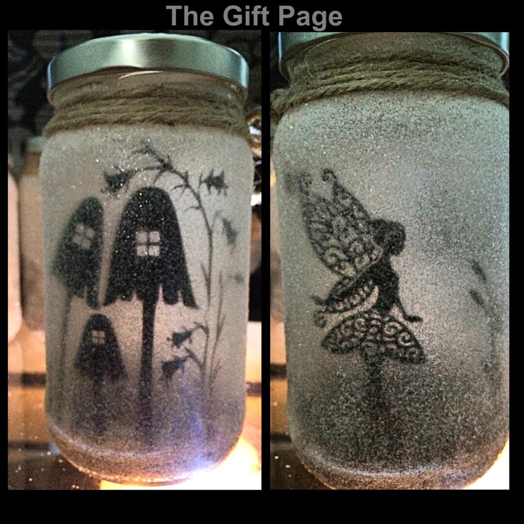 Fairy Night Light Jar: Hand-etched Glitter Decor - Etsy