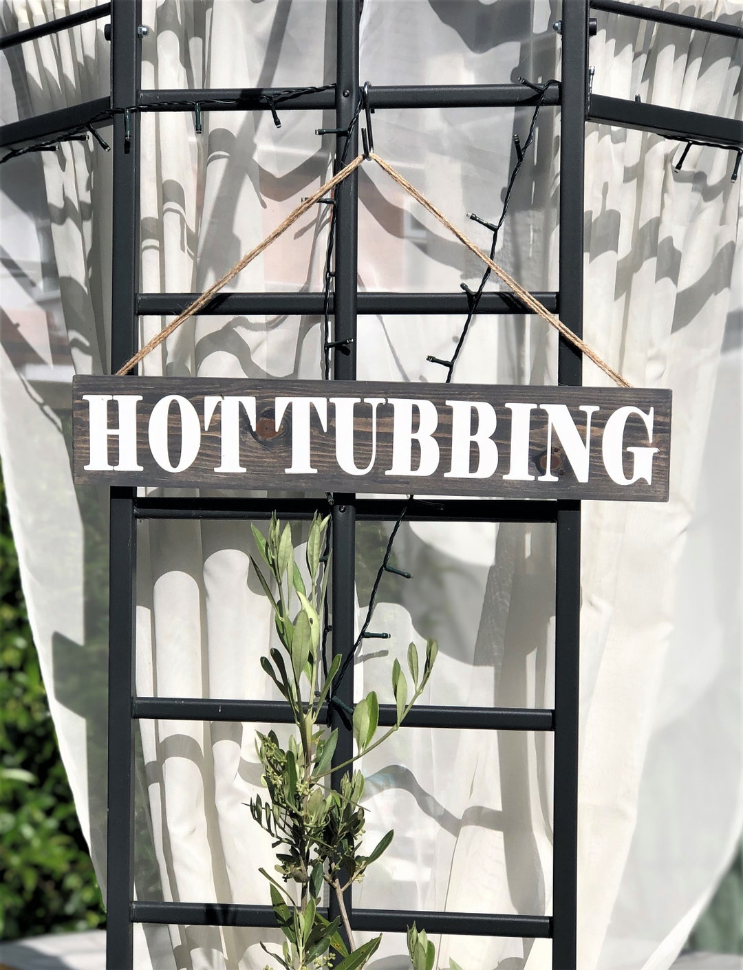 Hot Tub Sign HOT TUBBING Relax Spa Jacuzzi Pool Party WOOD Plaque Sign ...