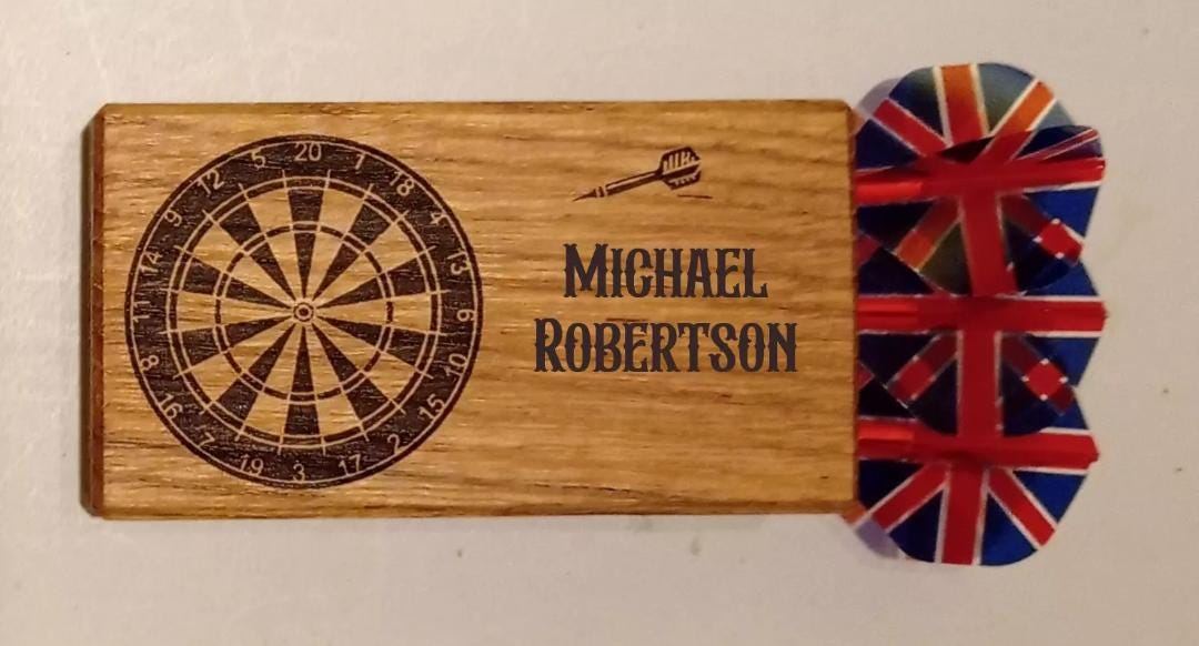 Personalised Oak Darts & Spares Case, Laser Engraved With Name and ...