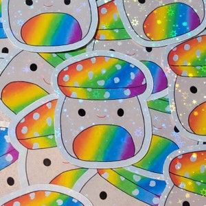 Rainbow Mushroom Squishmallow Sticker Holographic - Etsy