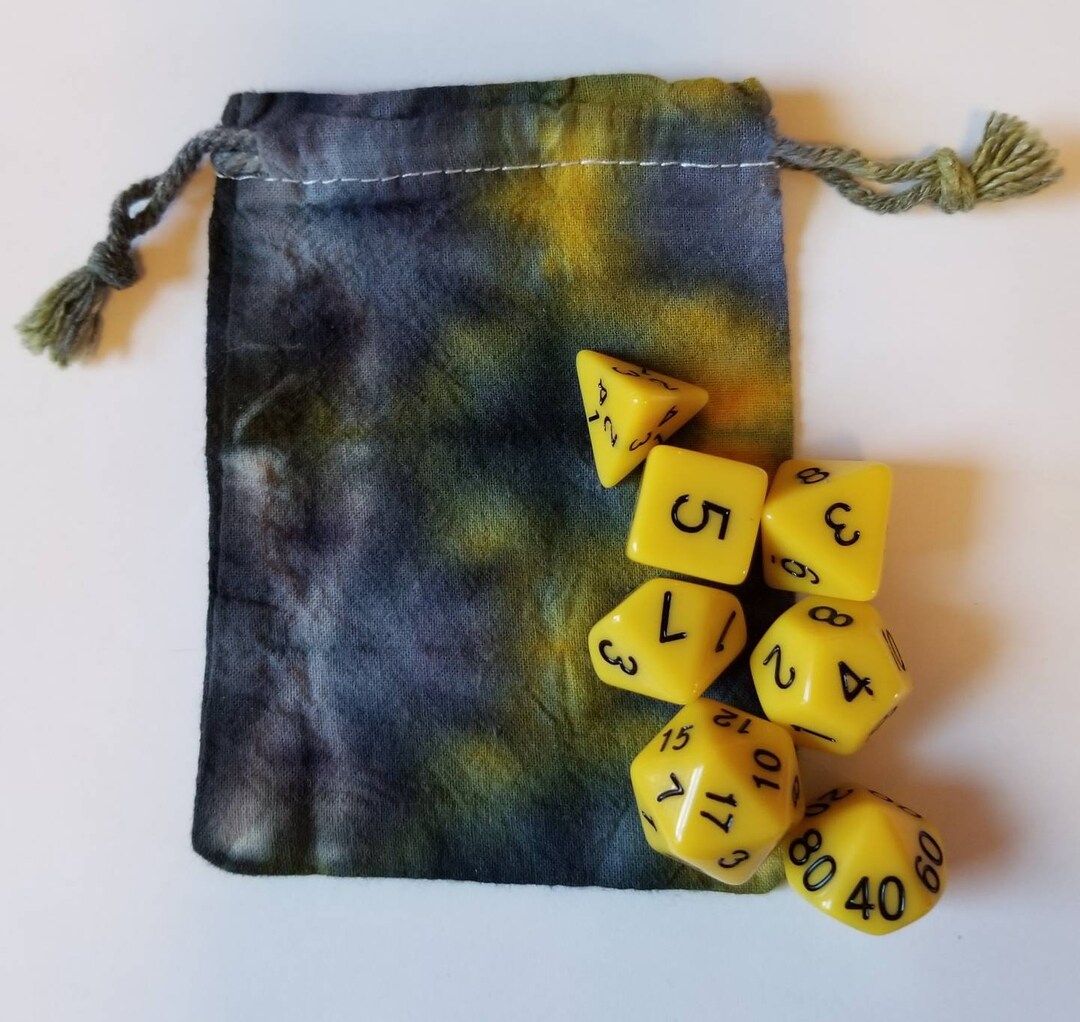 Tie Dye Dice Bag With 7 Piece Dice Set for D&d, Dungeons and Dragons ...