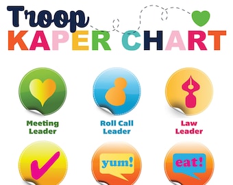 Girl Scouts Inspired Troop Meeting Kaper Chart Jobs Hearts Printable ...