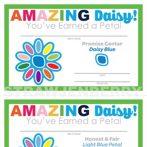 Daisy Petal & Leaf Certificates Complete Set Fillable 4-up Girl Scouts ...