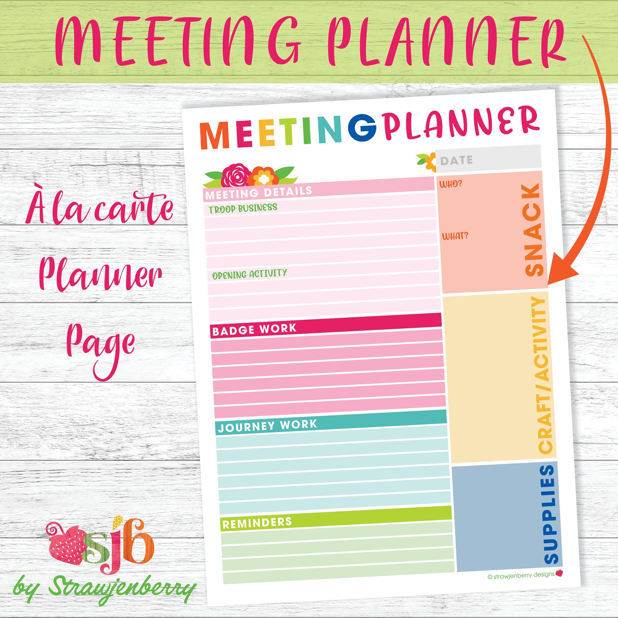NEW DESIGN! Meeting Planner Single Page Leader Planner Girl Scouts ...