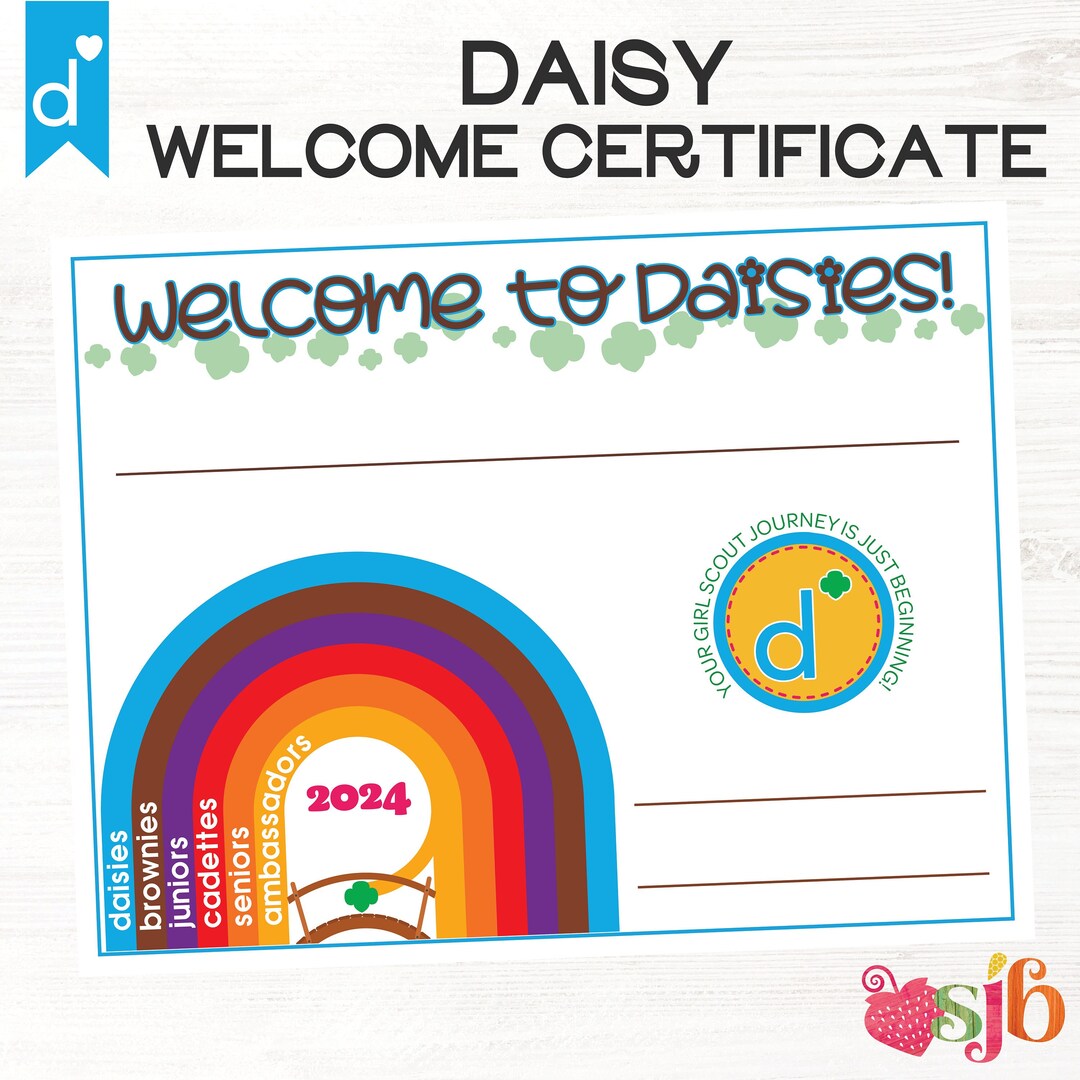 Daisies Troop Welcome Certificate Fillable Daisy 1st Year Girl Scouts ...