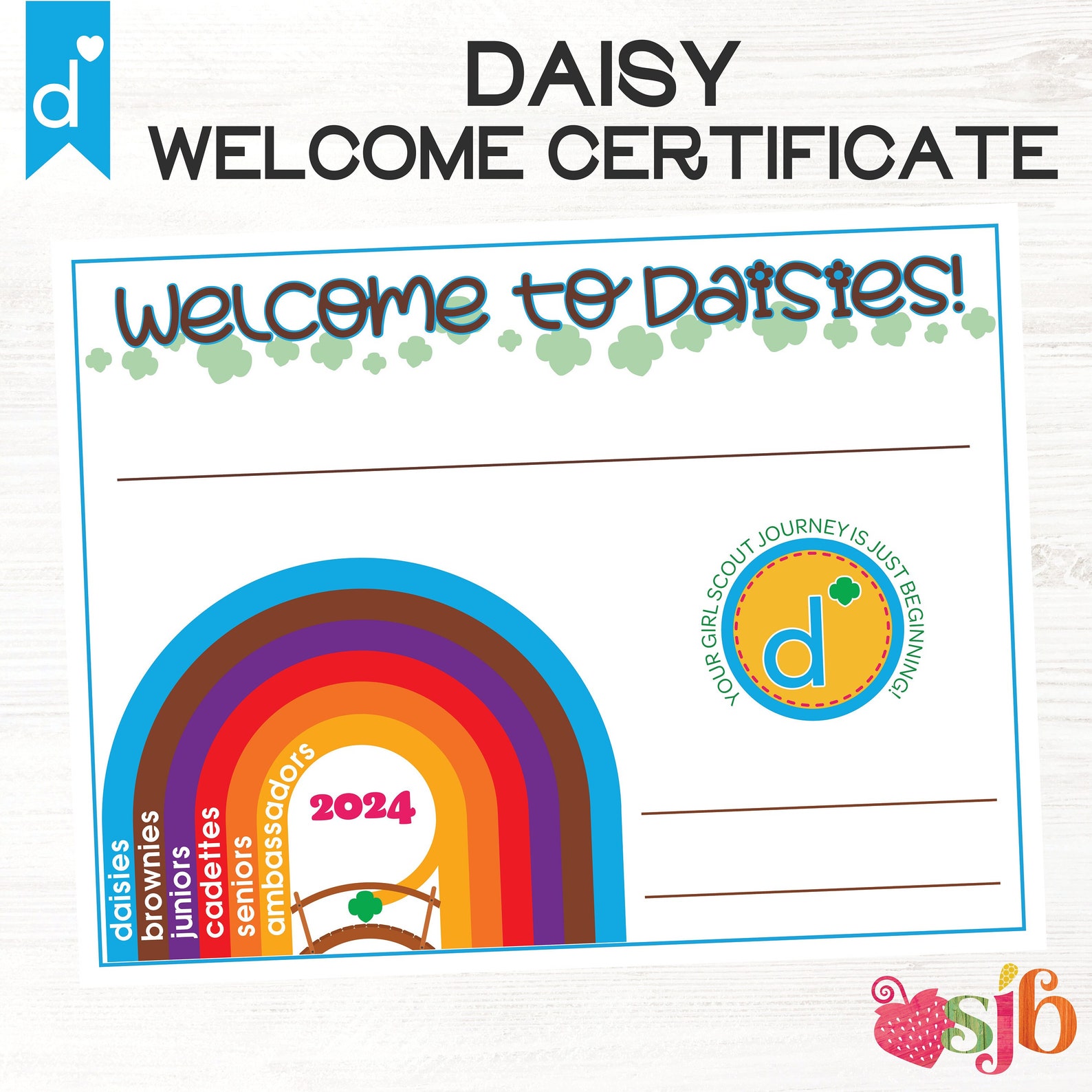 Daisies Troop Welcome Certificate Fillable Daisy 1st Year Girl Scouts ...