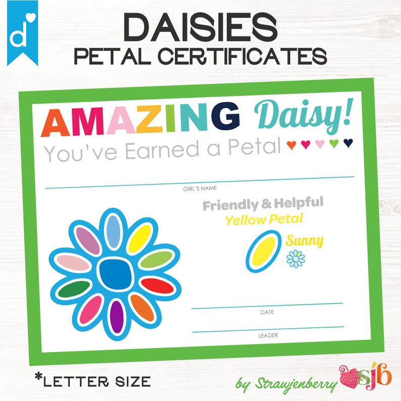 Girl Scouts Daisy Petal and Leaf Certificates: Complete Set [fillable ...