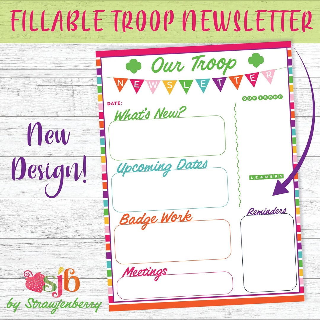 Girl Scouts Inspired Troop Newsletter Template With *fillable* PDF ...