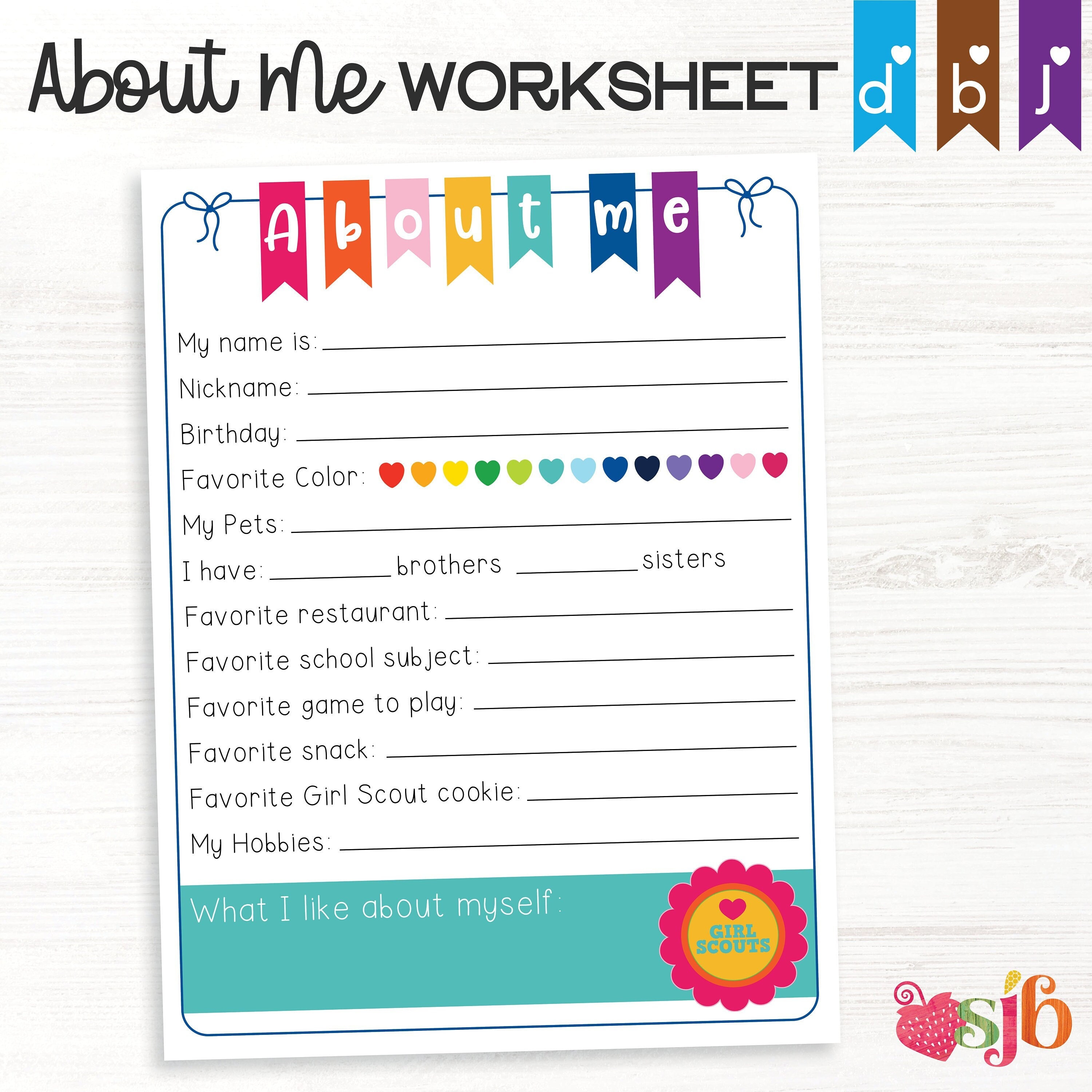 About Me Worksheet Girl Scouts Inspired Fill-in Questionnaire Troop ...