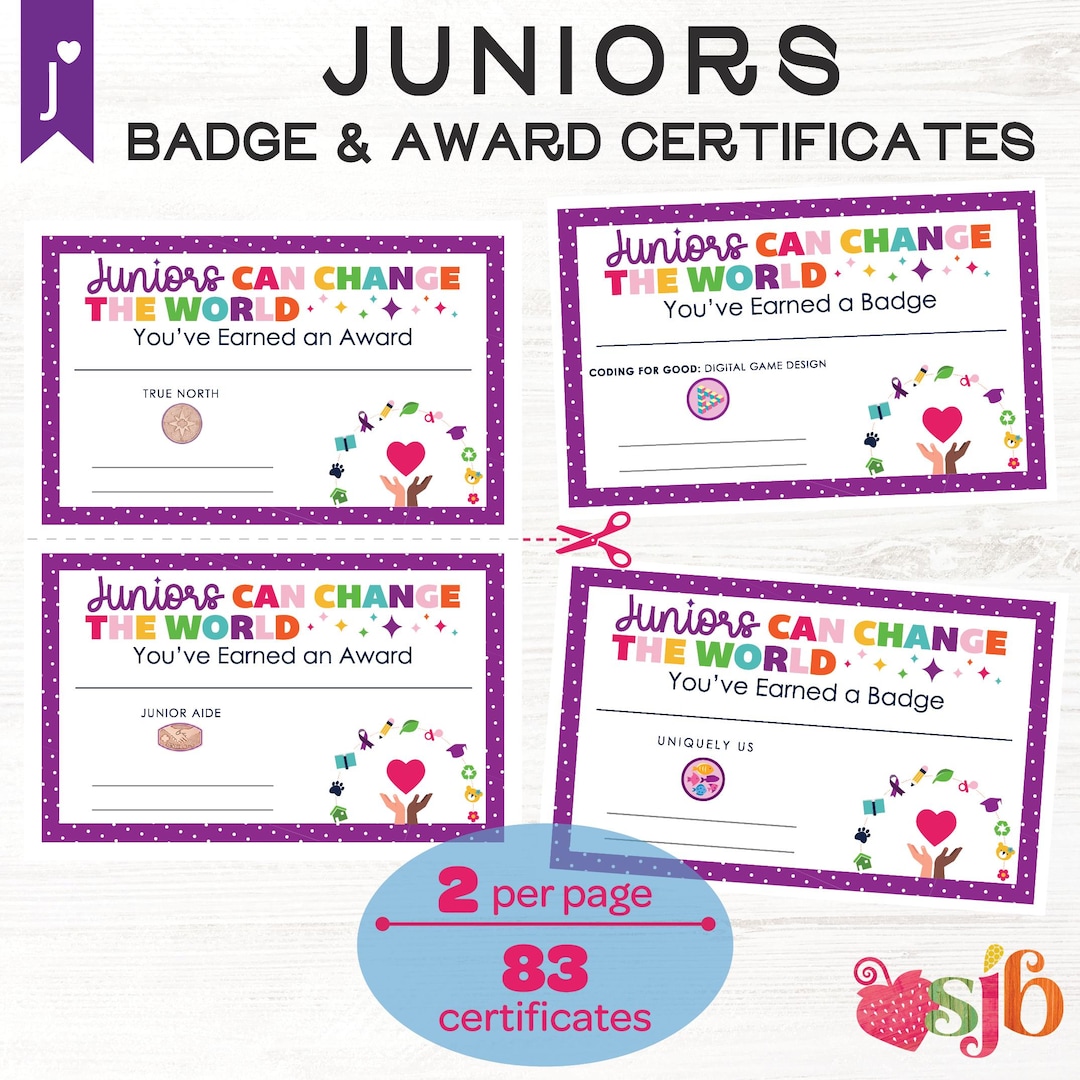 Girl Scouts Junior Certificates: Badges, Awards and Journeys Complete ...