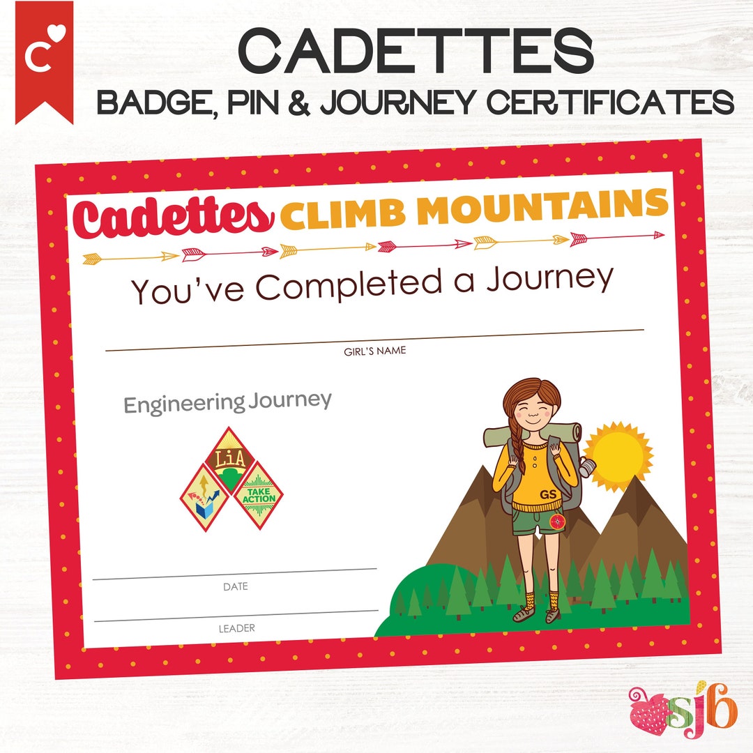 2024 Cadette Badges, Pin and Journey Fillable Certificates Printables ...