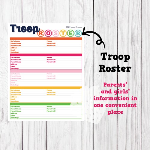 Girl-led Year Planner for Leader Planning Single Page Girl - Etsy