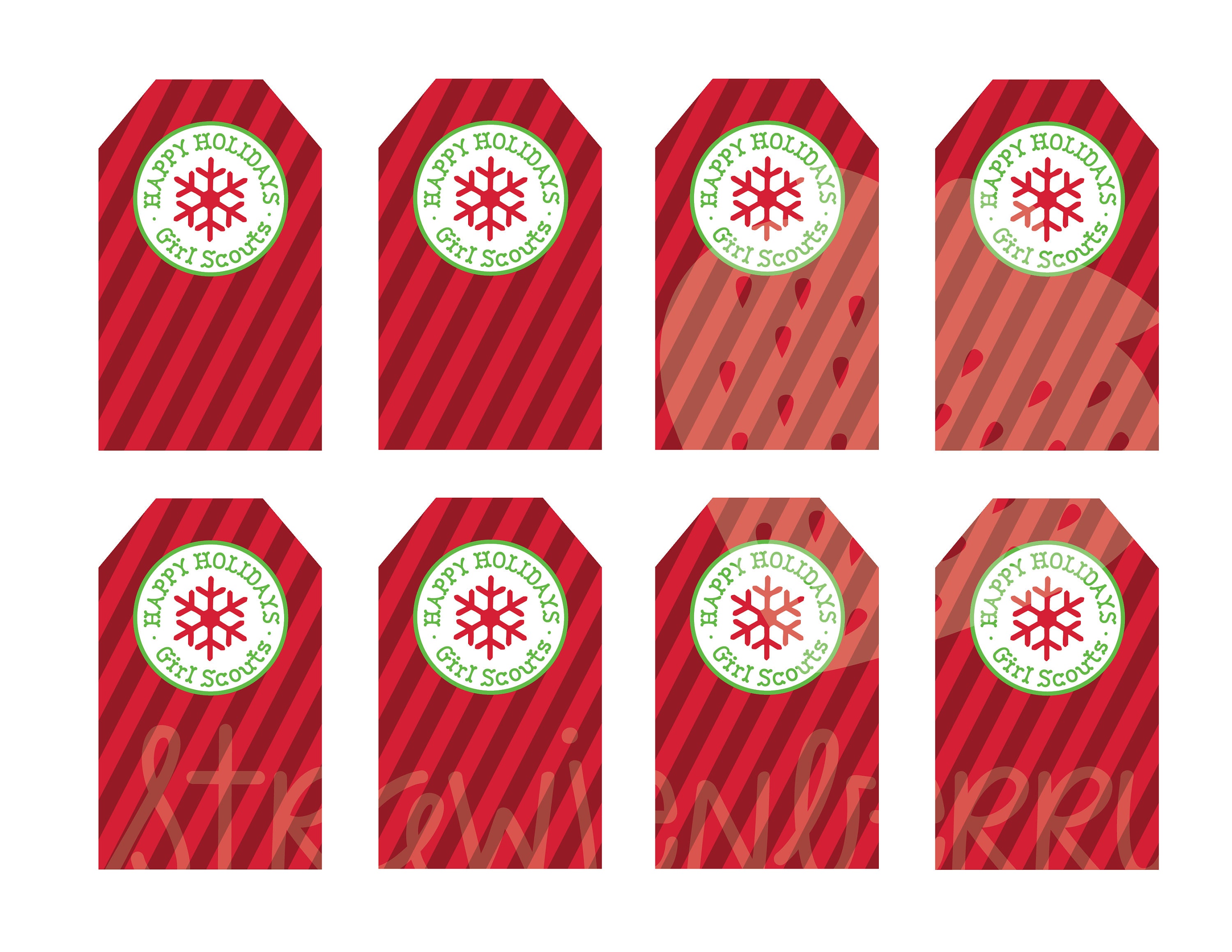 Holiday Tags Traditional Colors Girl Scouts Inspired Printable PDF - Etsy