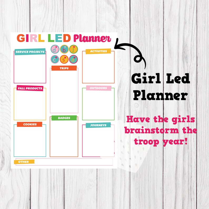 Girl-led Year Planner for Leader Planning Single Page Girl Scouts ...