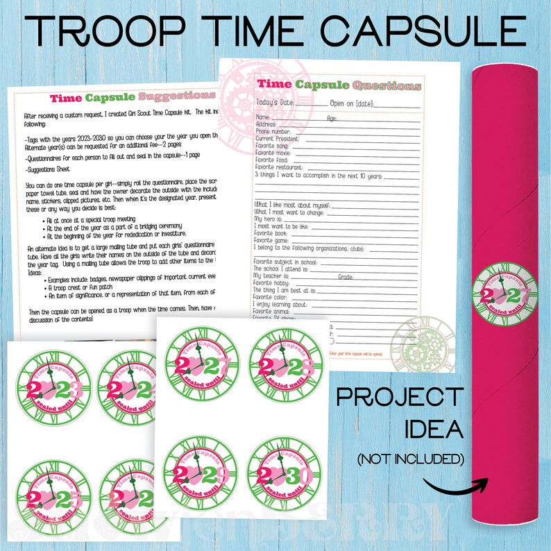 Troop Activity Time Capsule Kit Girl Scouts Inspired Printable Dated ...