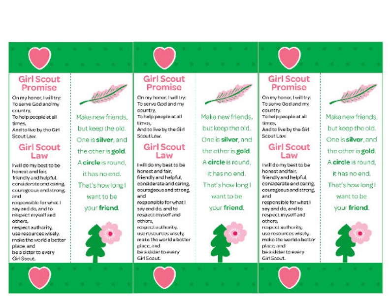 Promise and Law | Make New Friends Song Printable Bookmarks Girl Scouts ...