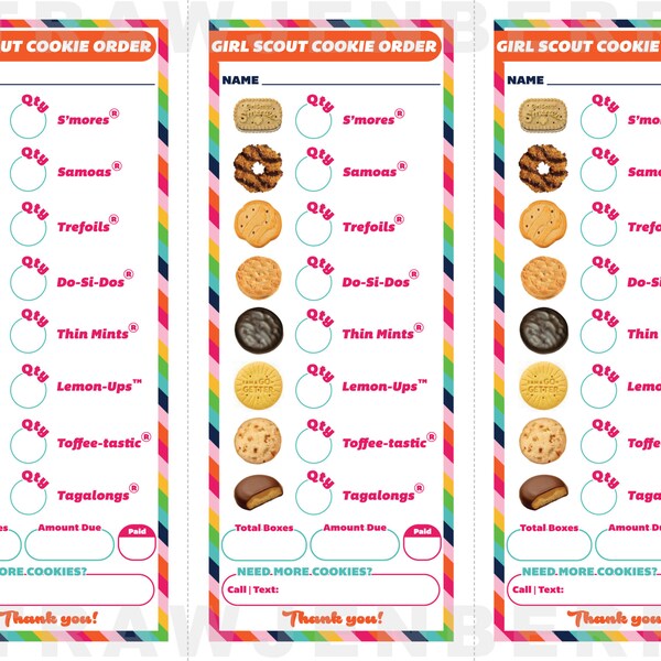 Girl Scout Cookie Order Form - Etsy