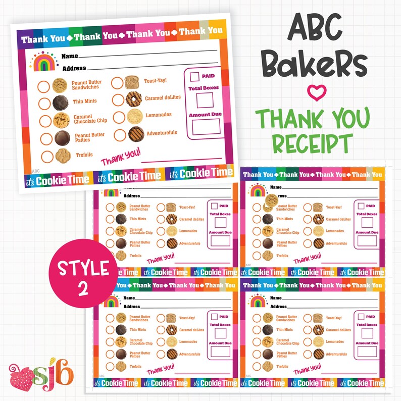 2024 Abc Bakers Cookie Thank You Receipt Printable Girl Scouts Inspired