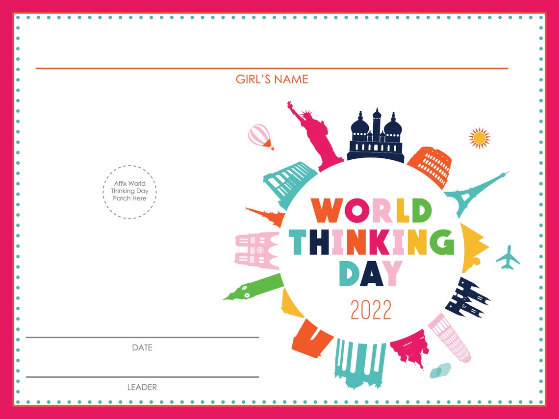 World Thinking Day Badge Patch FILLABLE Certificate Style 2 - Etsy