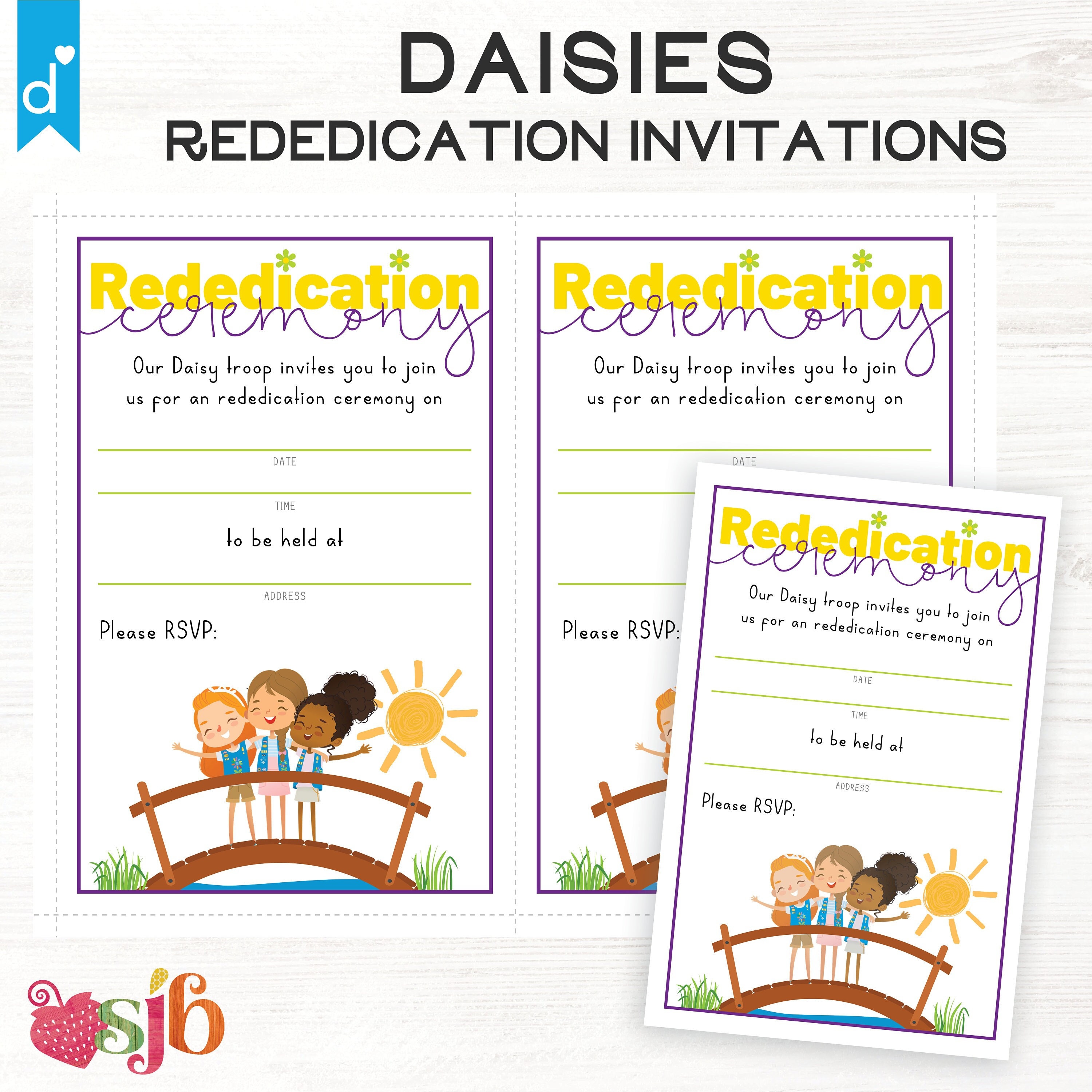 NEW Daisies Troop Rededication Ceremony Invitations Fillable PDF Girl ...