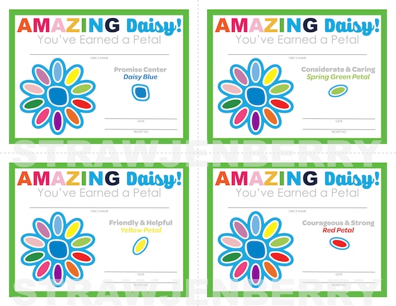 Girl Scout Daisy Petal Certificate