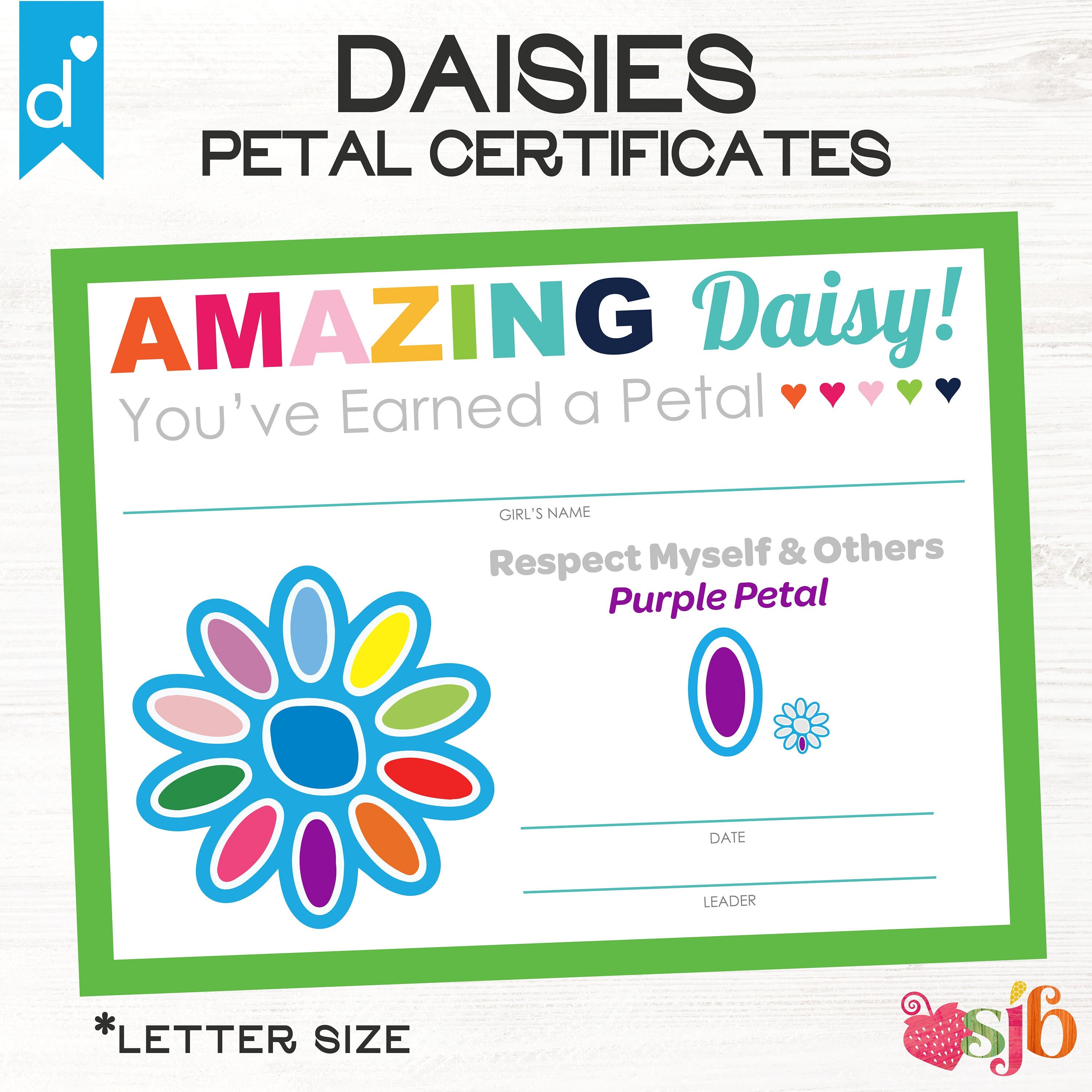 Girl Scouts Inspired Daisy Petal & Leaf Certificates Strawjenberry ...