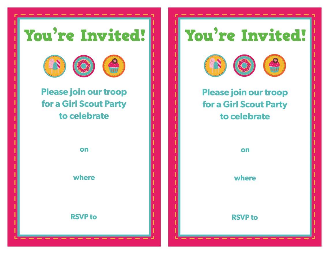 Troop Ceremony Girl Scouts Inspired Party Invitation Printable Bridging ...