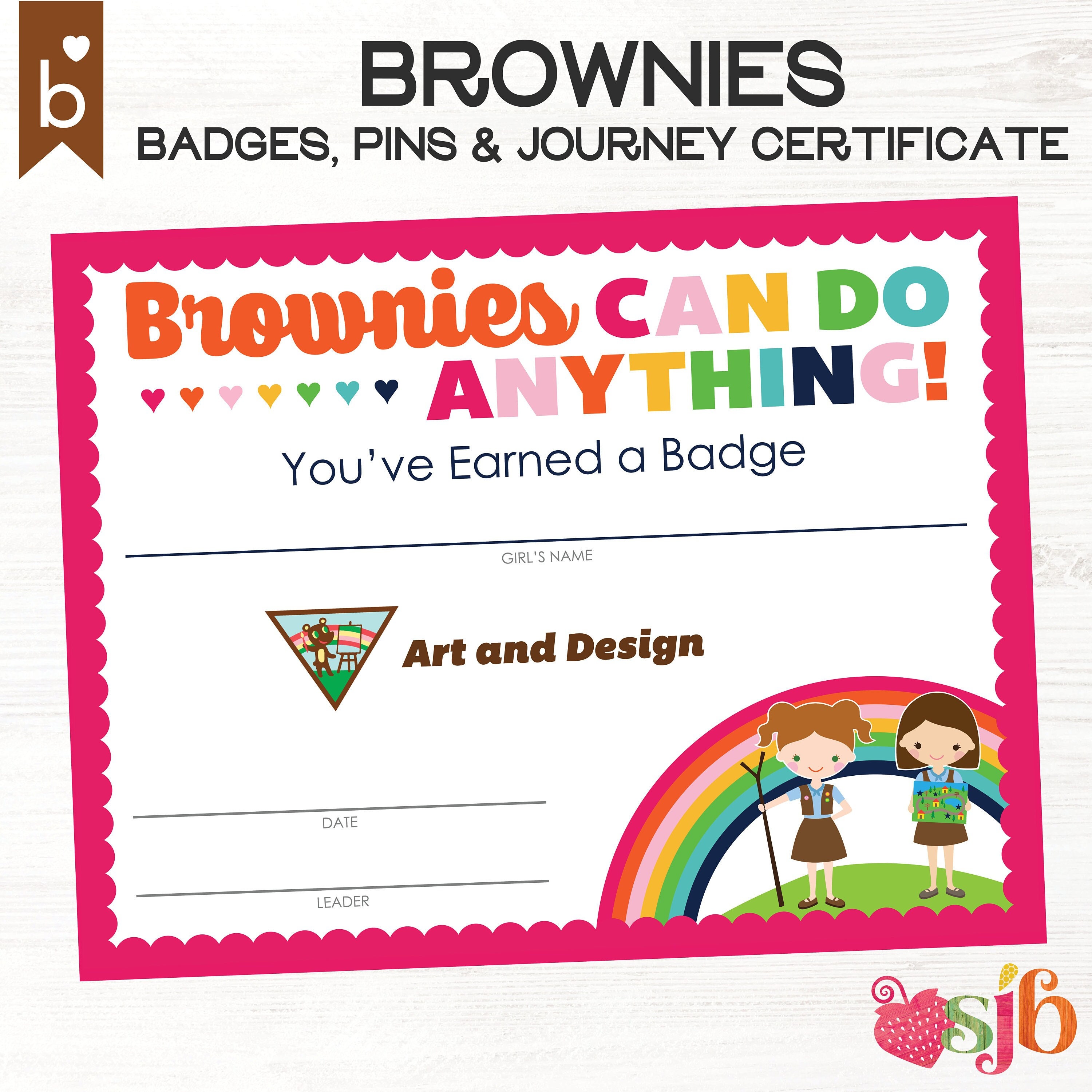 2024 Brownie Badges, Pins & Journey Certificates Girl Scouts Inspired ...