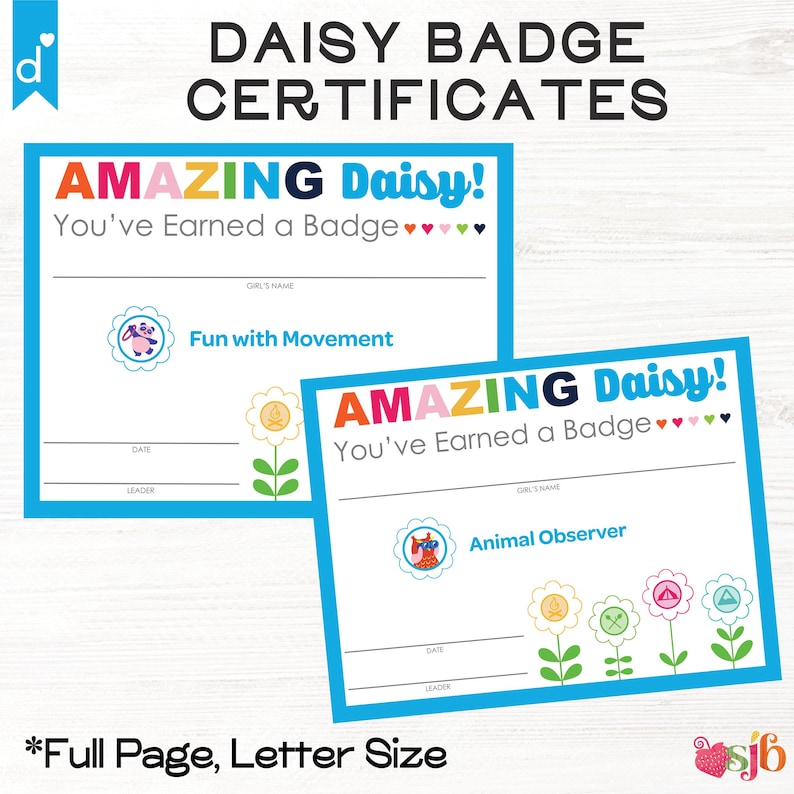 Girl Scouts Daisy Badge and Award Certificates: Complete Set [fillable ...