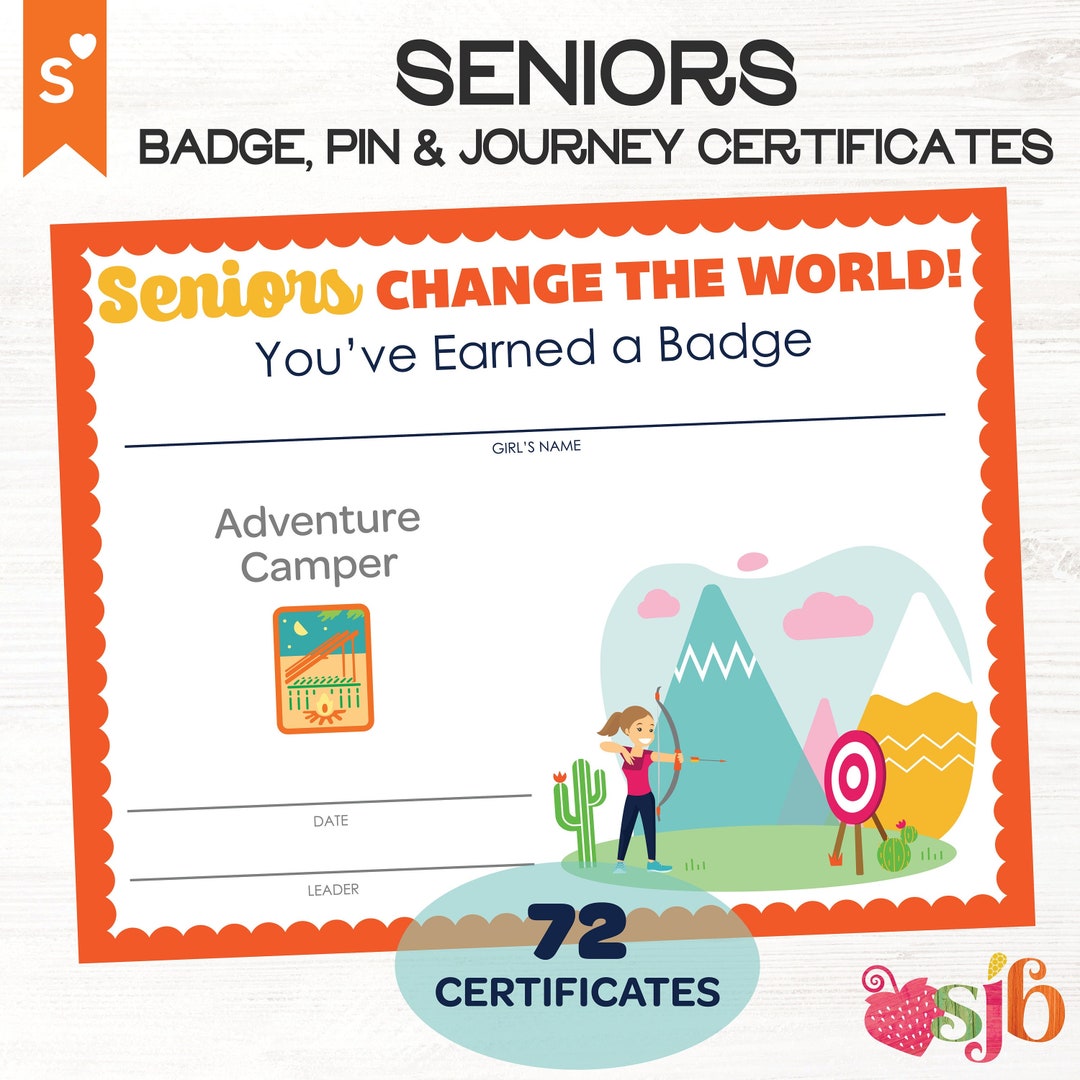 2024 Senior Badges, Pins and Journey Certificates Printables Girl ...