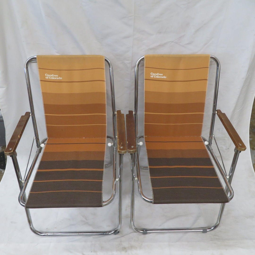 Vintage Zip Dee Folding Lawn Chairs Retro Airstream Brown - Etsy