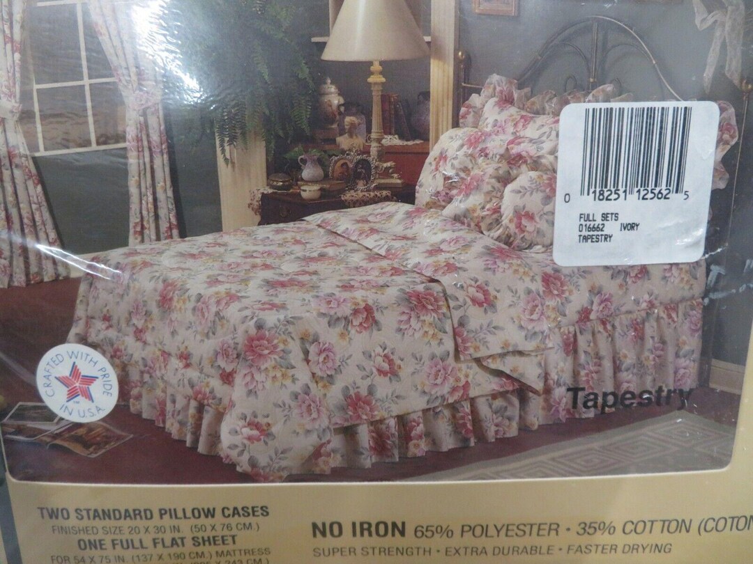 Double Full Pink Floral Flowers Tapestry Bed Set - Etsy