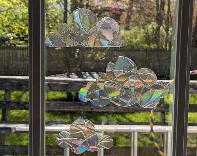 Cloud Window Cling Sun Catcher Decals - Rainbow Maker Sets - Reusable ...