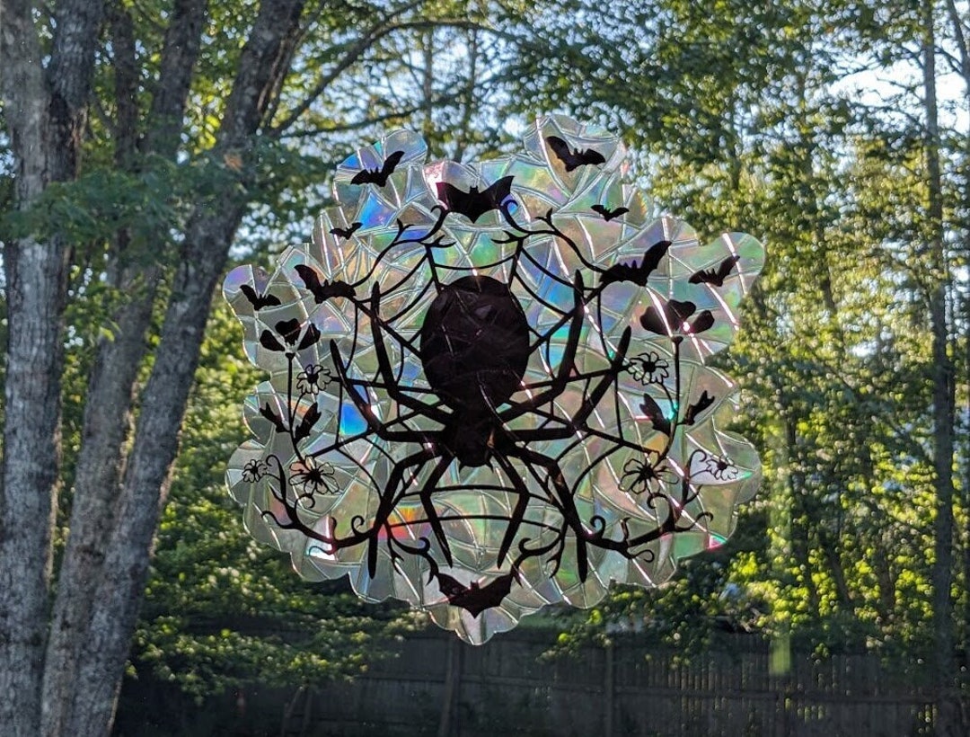 Spider Web Suncatcher Decal - Reusable Halloween Static Window Cling ...